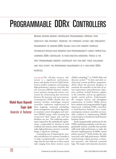 Pdf Programmable Ddrx Controllers