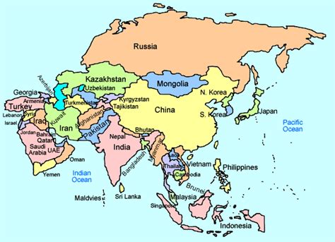 3 Labeled Map Of Asia Free Printable With Countries Pdf