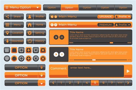 평면 디자인 컬러 Ui 키트 컬렉션 무료 벡터