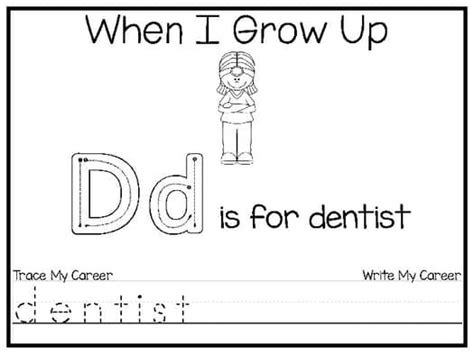 When I Grow Up I Want To Be A Dentist Female Preschool Worksheets And