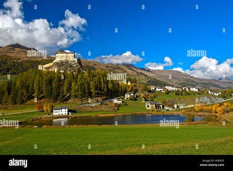 Tarasp Castle Above The Lai Da Tarasp Scuol Lower Engadine Grisons