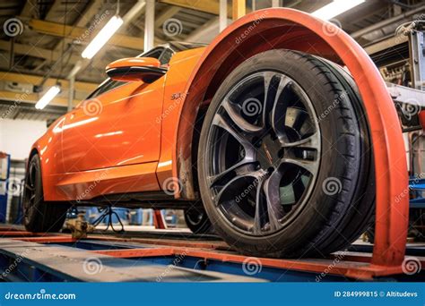 Sports Car Tires And Suspension Assembly Process Stock Illustration