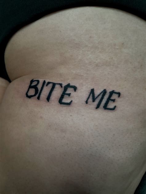 Bite Me Biceps Black And White Tattoo Tattoosall