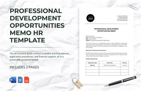 Professional Development Opportunities Memo Hr Template In Word Pdf