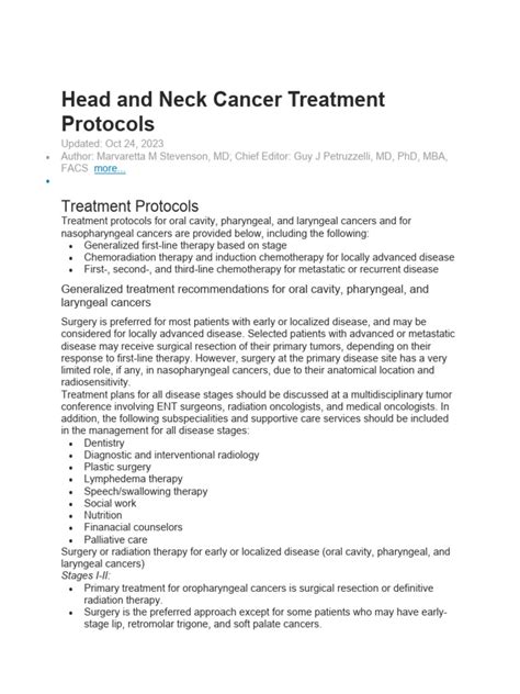 Head And Neck Cancer Treatment Protocols Pdf Radiation Therapy