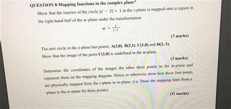 Solved QUESTION Mapping Functions In The Complex Plane Chegg