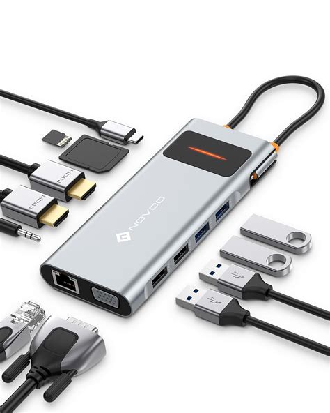 NOVOO USB C Docking Station 4K 60Hz Dual HDMI USB C Hub Adapter Mit 2