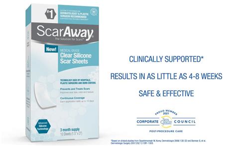 ScarAway Clear Silicone Scar Sheets White 10 Count
