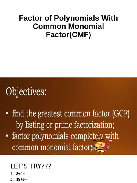 1factor of polynomials with common monomial factor cmf day 1 2 week 1