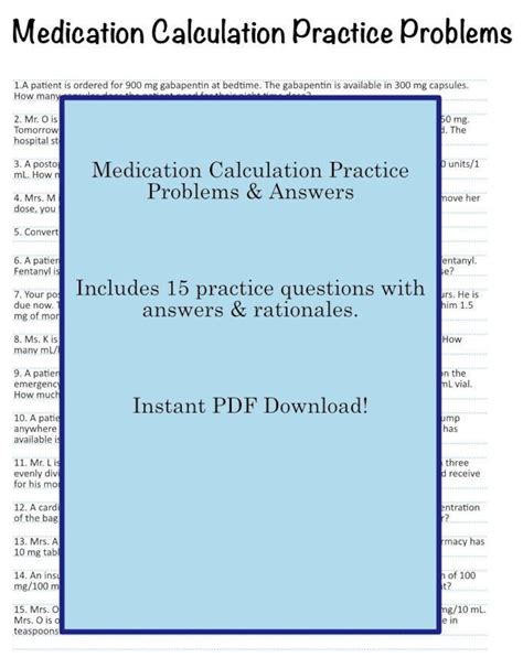 Medication Calculation Practice Problems And Answers Etsy