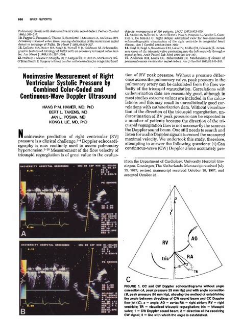 Pdf Noninvasive Measurement Of Right Ventricular Systolic Pressure By