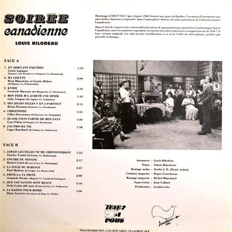 Soiree Canadienne Vol 4 De Louis Bilodeau 33t Chez Francophonies Ref