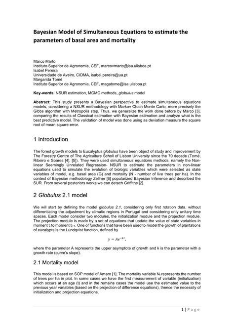 Pdf Bayesian Model Of Simultaneous Equations To Estimate The