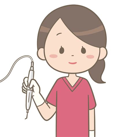 超音波スケーラーを持つ歯科衛生士のイラスト🎨【フリー素材】｜看護roo カンゴルー