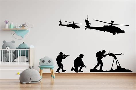Military Wall Decals Helicopter Wall Decal Soldier Wall Decal Soldier