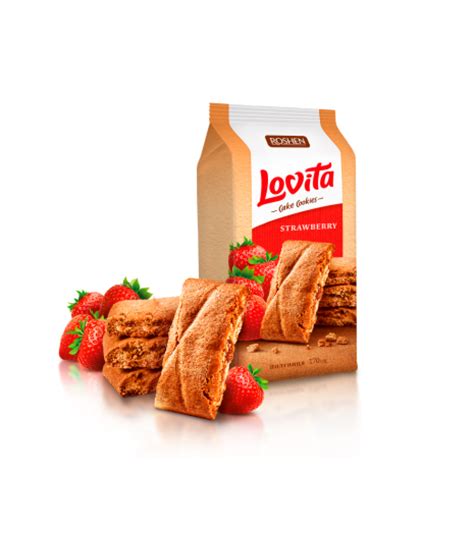 Печиво Lovita Cake з полуничною начинкою