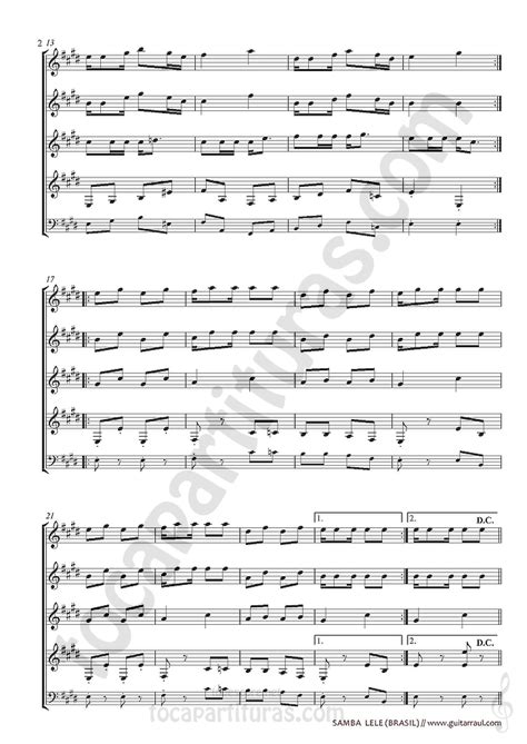 Diegosax Samba Lee Partitura De Cuarteto De Guitarras Con Partitura De
