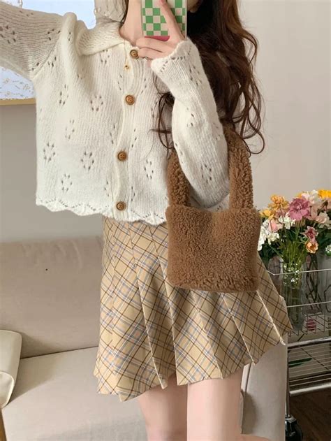 펀칭니트가디건 레이스 롱슬리브 카라