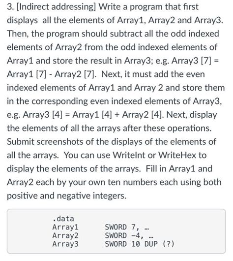 Solved 3 Indirect Addressing Write A Program That First