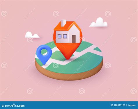 Navigator Pin Mock Up With Map Find House Or Location Concept Gps