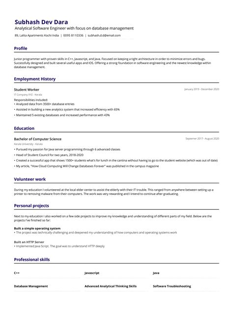 Best CV Format For Freshers Format Samples