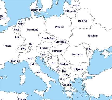 Digital Europe Map Of European Countries Printable Download Map Of