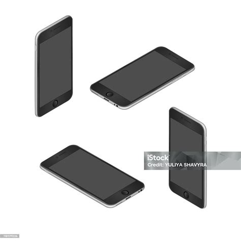 3d 아이소메트릭 블랙 스마트폰을 설정합니다 인포그래픽 또는 프레젠테이션 Ui 디자인 인터페이스용 템플릿입니다 휴대 전화 원근