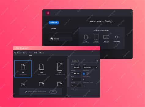 Premium Vector Start Working In Page Layout And Publishing Design Software Application New