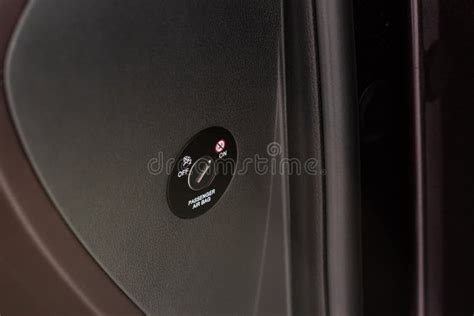 Front Passenger Airbag On And Off Switch Close Up View Stock Photo