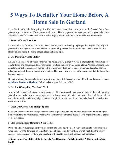 PPT 5 Ways To Declutter Your Home Before A Home Sale In Garland PowerPoint Presentation ID
