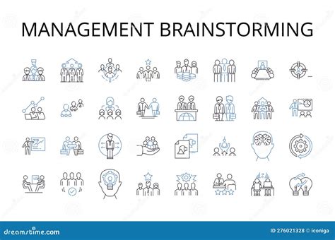Management Brainstorming Line Icons Collection Leadership Innovation