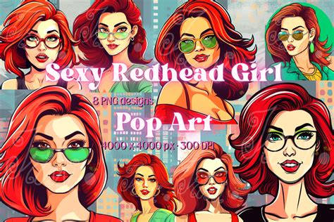 Sexy Redhead Girl Pop Art Clipart Bundle Graphic By Imperfectirissio