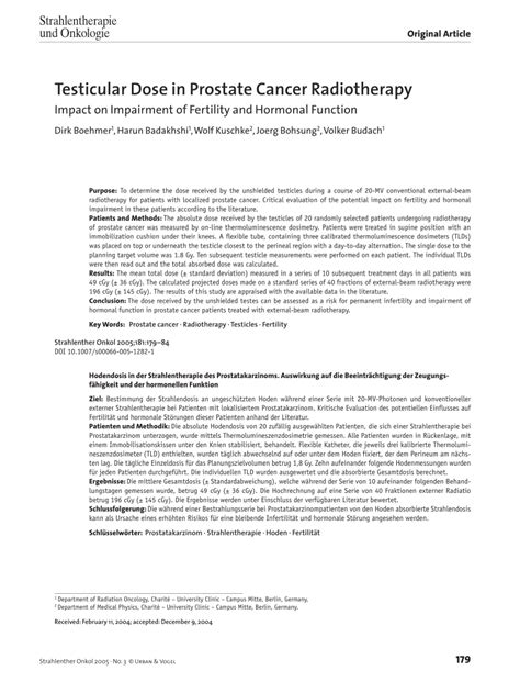 Pdf Testicular Dose In Prostate Cancer Radiotherapy
