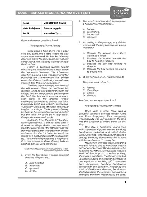 8smp Narrative Text Bahasa Inggris Pdf
