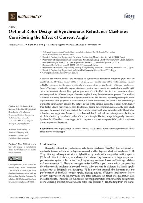 Full Article Optimal Rotor Design Of Synchronous Reluctance Machines Considering The Effect Of