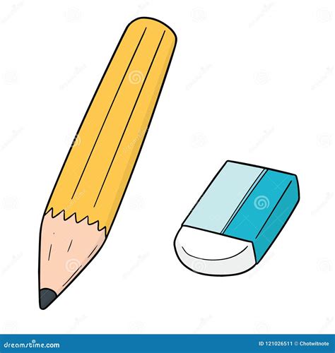 Vector Set Of Pencil And Eraser Stock Vector Illustration Of School