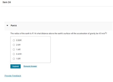 Solved The Radius Of The Earth Is R At What Distance Above