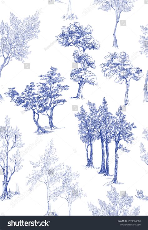 10 Pattern Different Trees Nature Landscape Toile De Jouy Images Stock