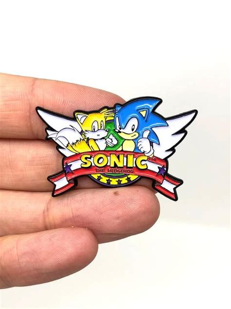 Sonic The Hedgehog Emblem Sonic And Tails Enamel Pin Or Magnet Classic Sega Game Enamel Pin