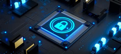 3d 렌더링 사이버 보안 마이크로칩 빛나는 파란색 자물쇠 미래형 회로 기판 네온 블루 라이트 디지털 보안 어두운 배경 컴퓨터 프로세서 데이터 보호 공상 과학 미학 아이소
