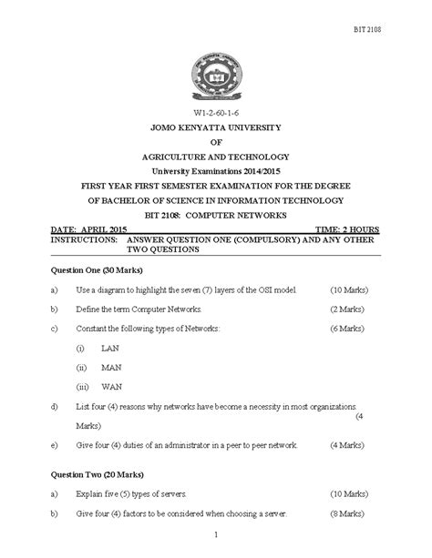 Bit 2108 Computer Networks Bit 2108 W1 2 60 1 Jomo Kenyatta