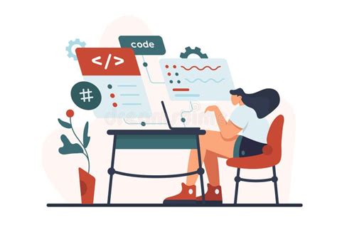 Software Backend Development Work Process With Program Code By