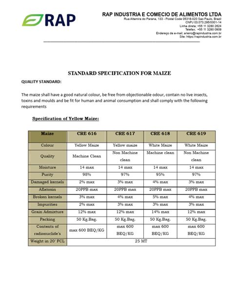 Yellow Corn For Annimal Feed Specification Download Free Pdf Maize