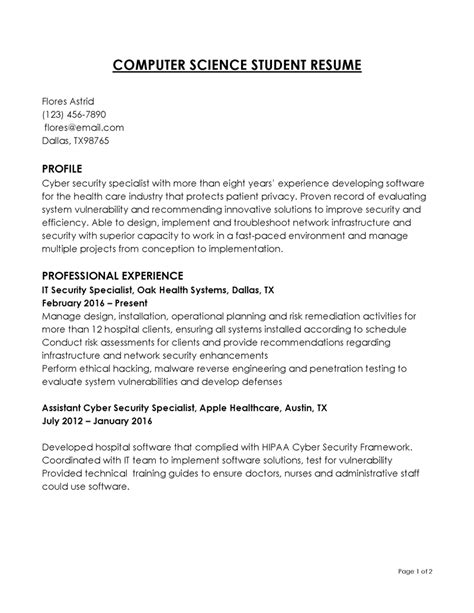 Computer Science Resume Cs Best Examples With Guide