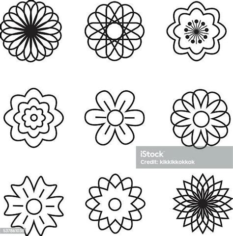 Vetores De Vector Conjunto De Ícones De Flores E Mais Imagens De