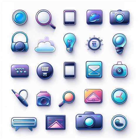 A Set Of 30 Colorful And Glossy Web Icons Premium Ai Generated Image