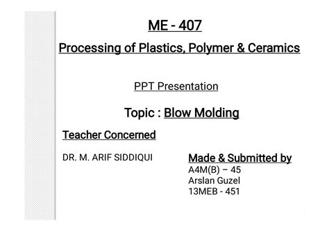 Blow Molding Extrusion Injection Multilayer Blow Molding Pdf