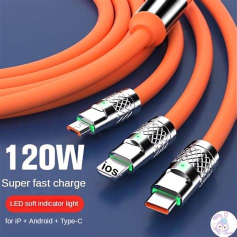3in1 Zinc Alloy Charger Cable 120w 6a Super Fast Charger Liquid