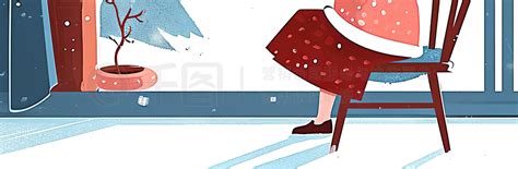 室内数字艺术 冬天女孩在室内喝茶看着窗外的雪景的插画 AI平面元素免费下载 png格式 2784像素 编号69340141 千图网