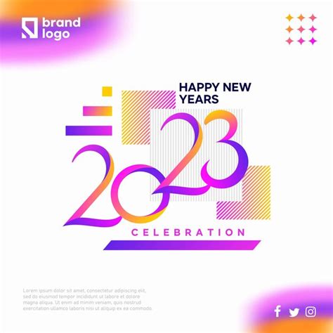 Premium Vector Modern Colorful Happy New Years 2023 Logotype